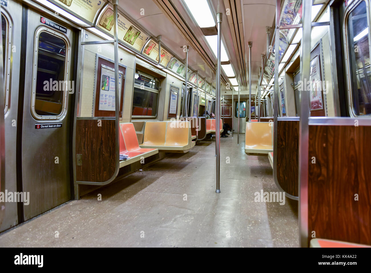 New York City Subway Car interior when empty Stock Photo - Alamy