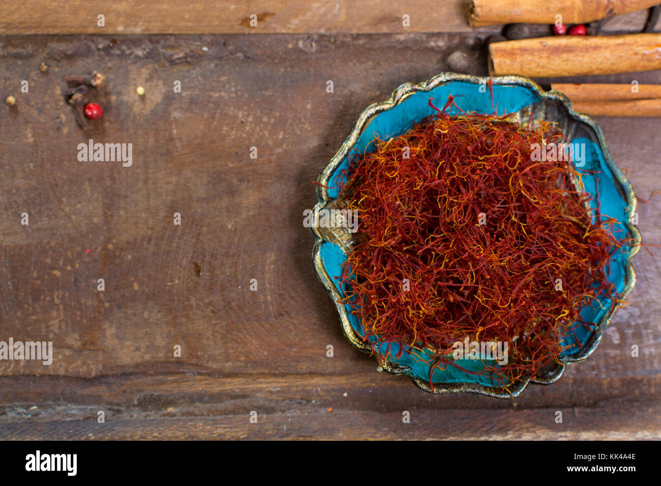 Real red dried saffron spice, tasty ingredient for many dishes, close ...