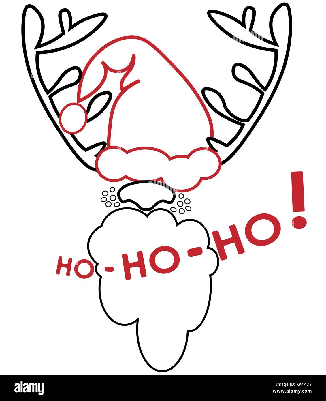 minimalist decoration, Santa's deer print Ho-ho-ho logo, sticker Stock ...