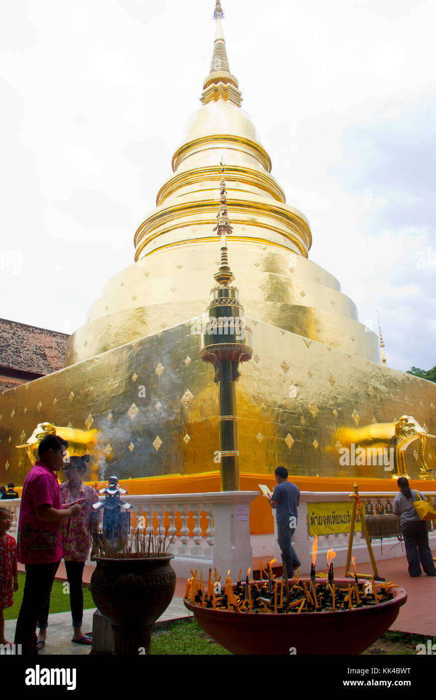 People visit Wat Phra Sing Temple, a Buddhist temple inside the Old ...