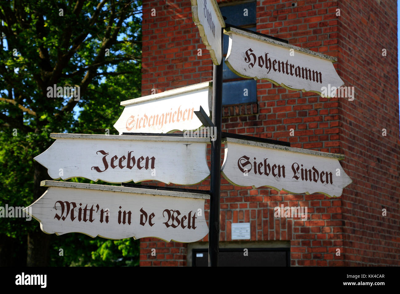 Street Signs to Ecovillage Sieben Linden near Beetzendorf / Salzwedel, Saxony-Anhalt, Germany ...