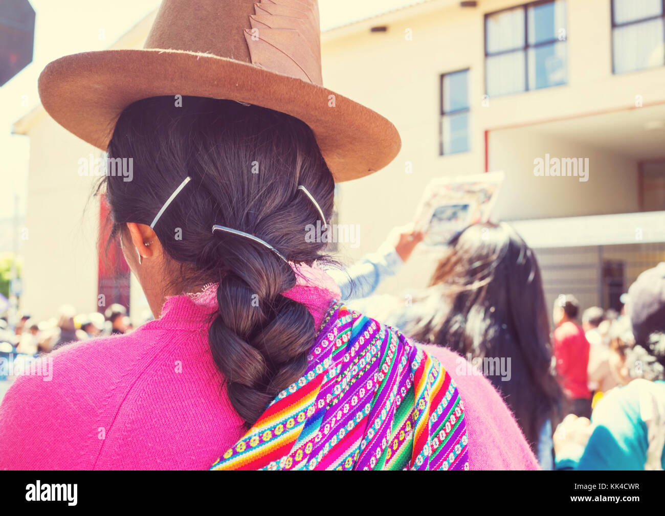 Peruvian people in city street Stock Photo - Alamy