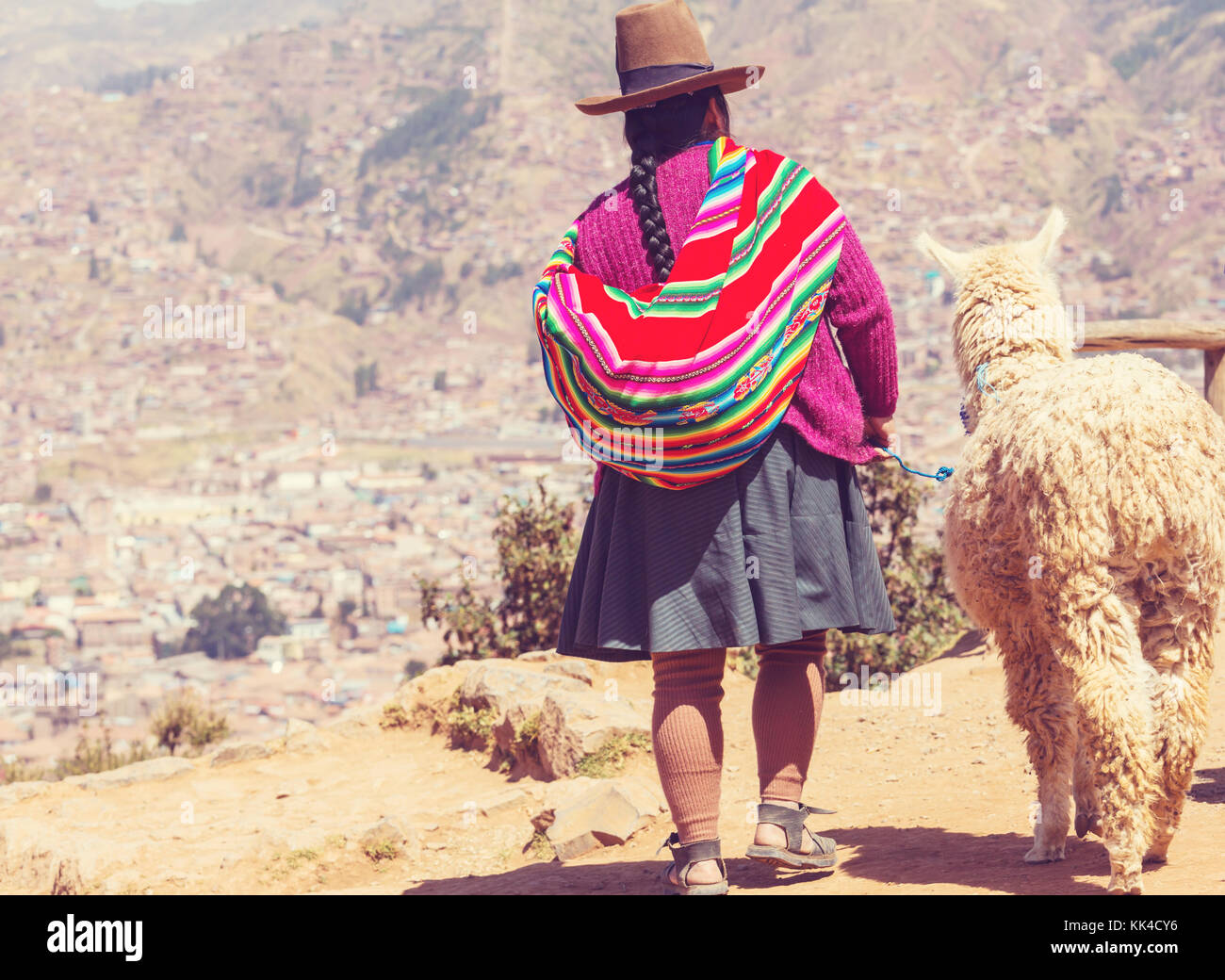 Peruvian people in city street Stock Photo - Alamy