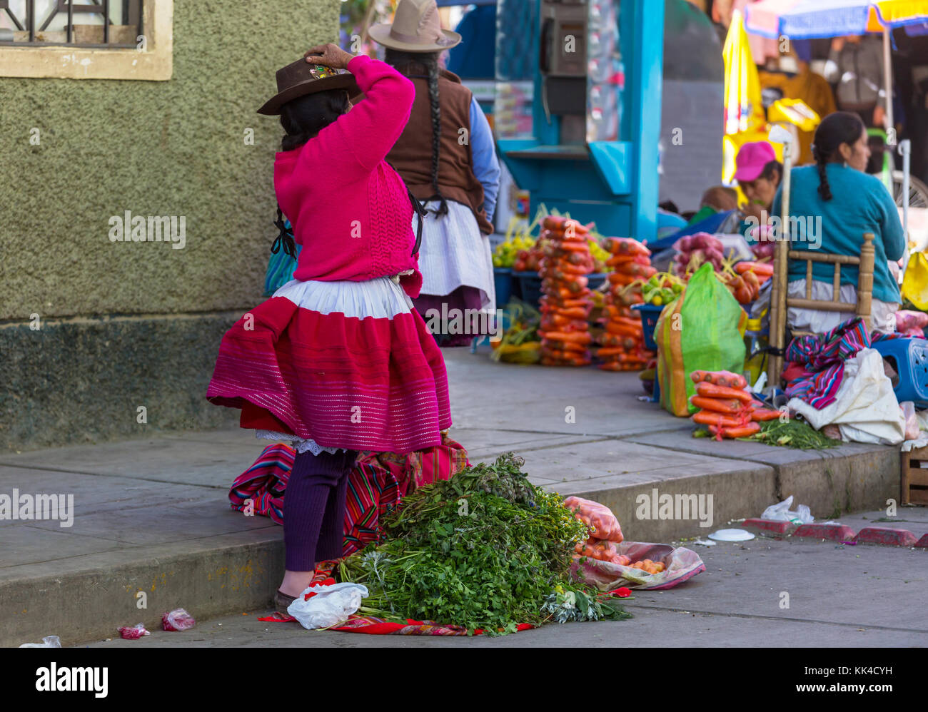 Peruvian people in city street Stock Photo - Alamy