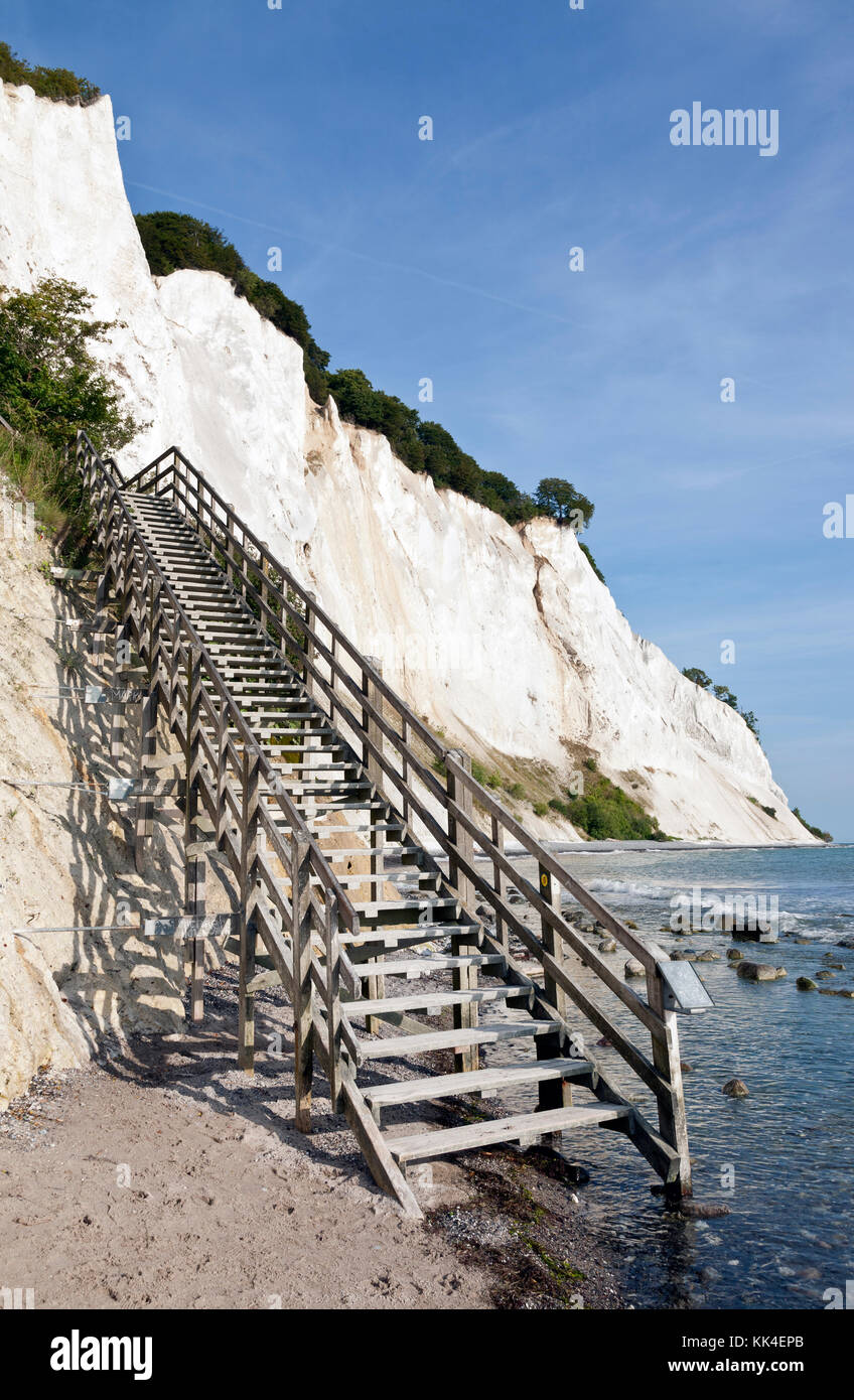 Møns Klint, the steep chalk cliffs up to 120m above sea on the eastern ...