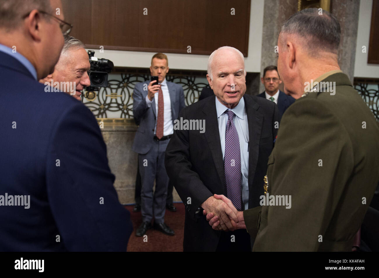 Sen. John McCain greets Secretary of Defense Jim Mattis and U.S. Marine ...