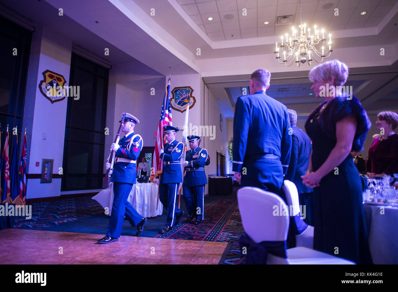The U.S. Transportation Command (USTRANSCOM) Joint Color Guard presents ...