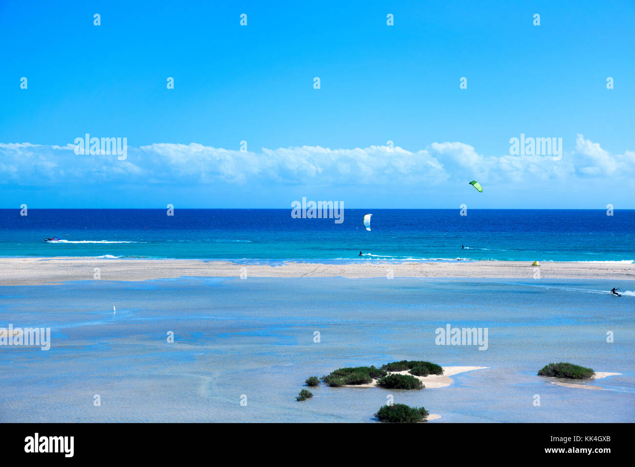a view fot the popular Sotavento Beach in Fuerteventura, Canary Islands ...