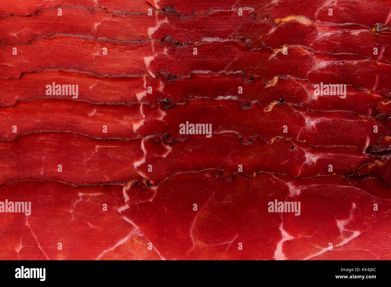 Smoked ham. Italian speck red meat slices isolated on white background ...