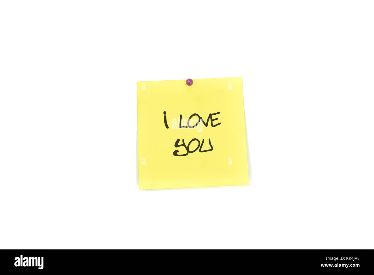 Yellow post it notes with pin : I Love you Stock Photo - Alamy