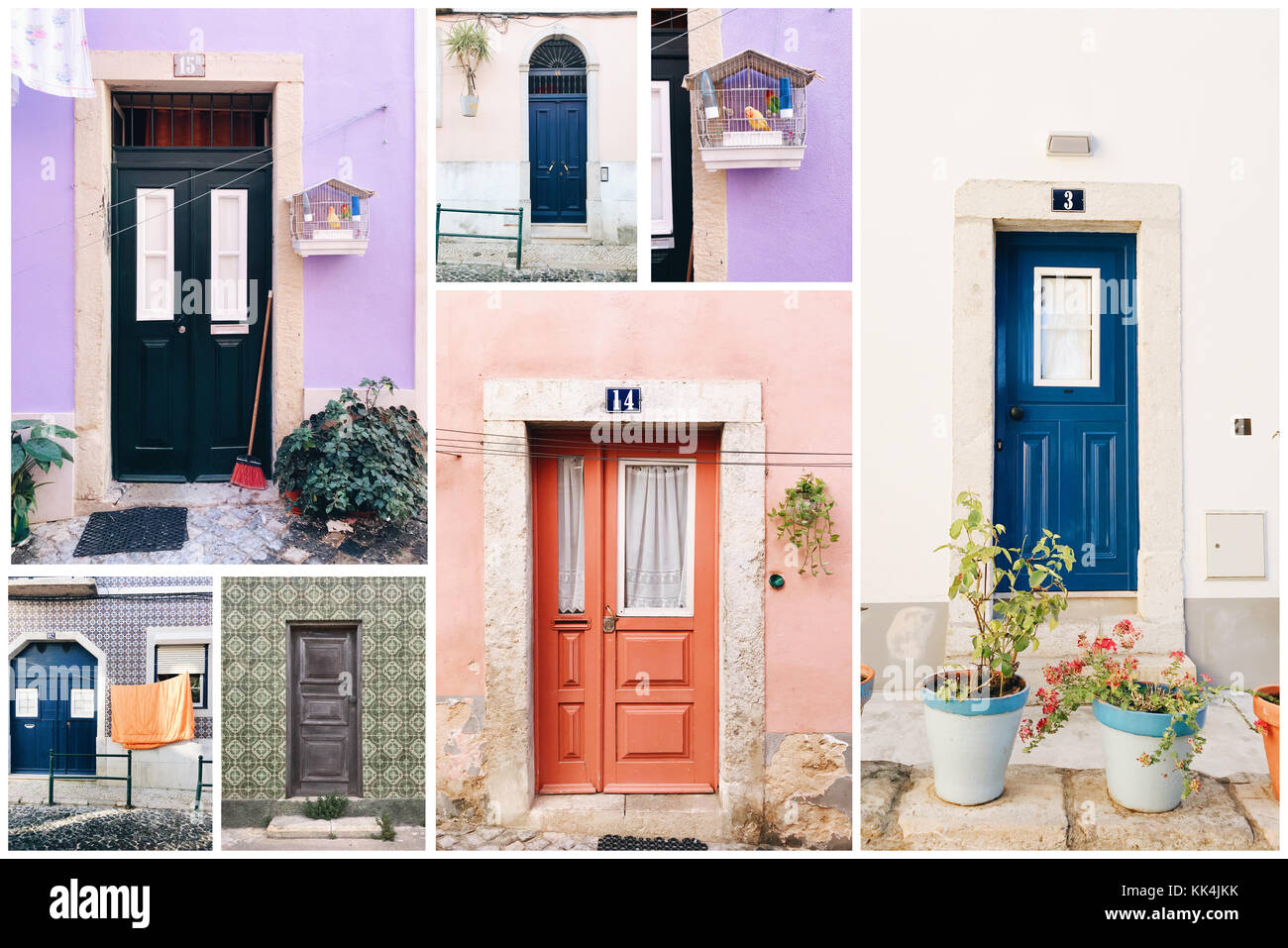 Collage of different old house entrances Stock Photo - Alamy