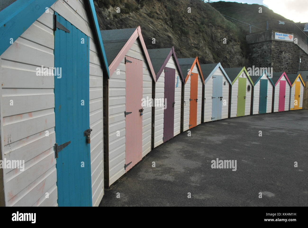 A row of colourful beach huts in Newquay, Cornwall,UK Stock Photo - Alamy