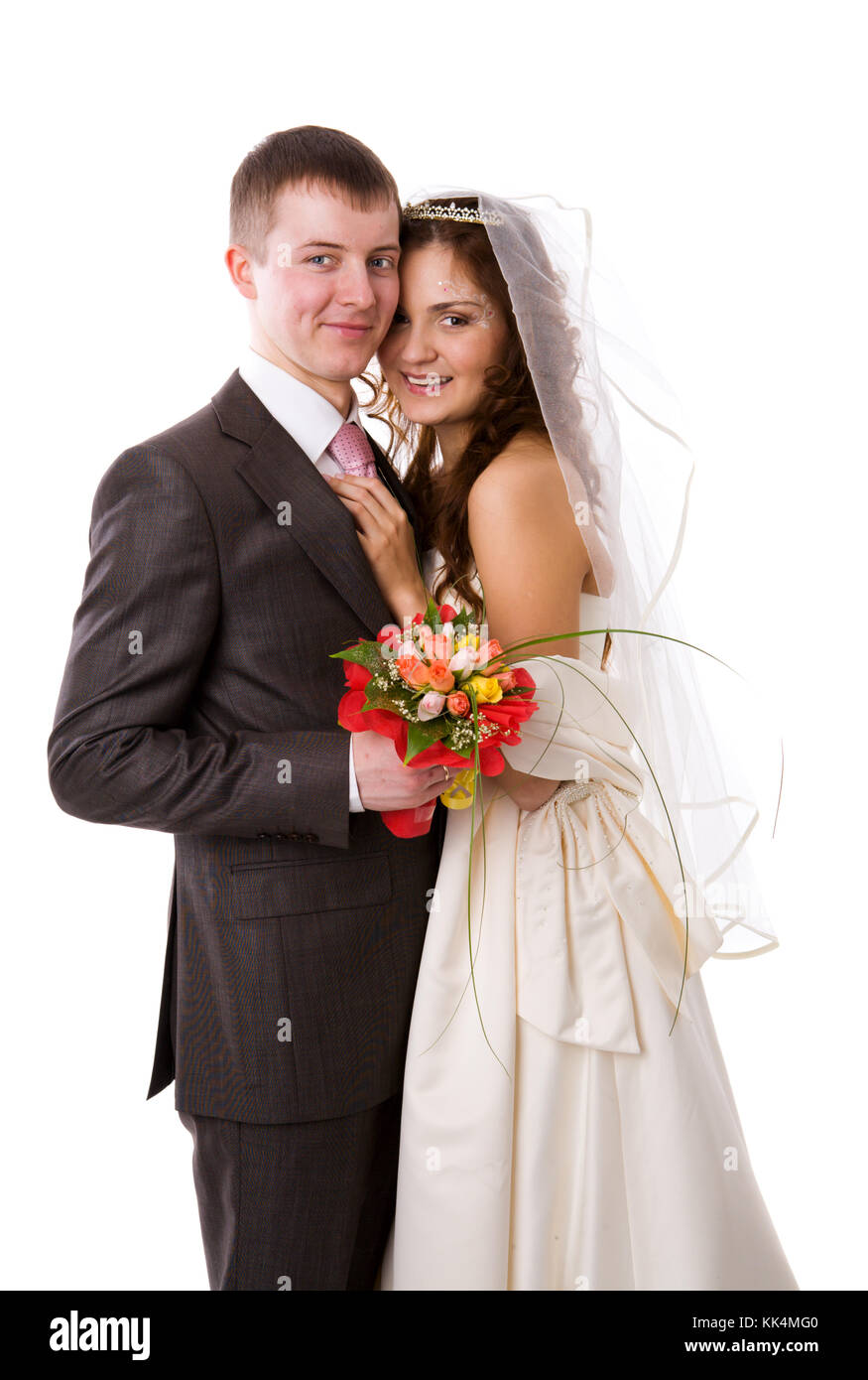 Portrait of Happy New Married couple isolated on white Stock Photo - Alamy
