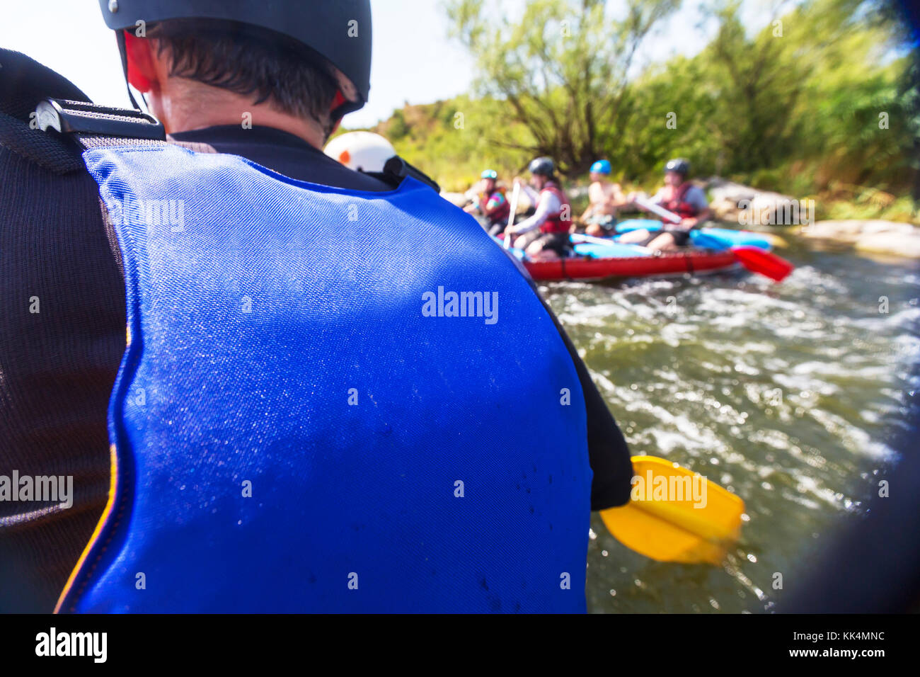 Rafting team , summer extreme water sport Stock Photo - Alamy