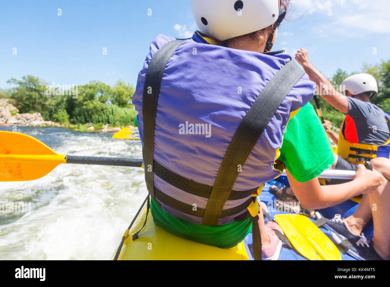Rafting team , summer extreme water sport Stock Photo - Alamy