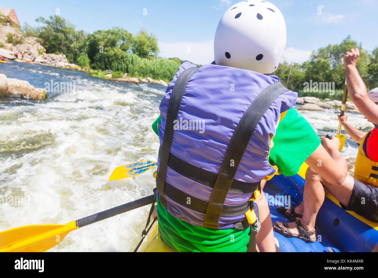 Rafting team , summer extreme water sport Stock Photo - Alamy