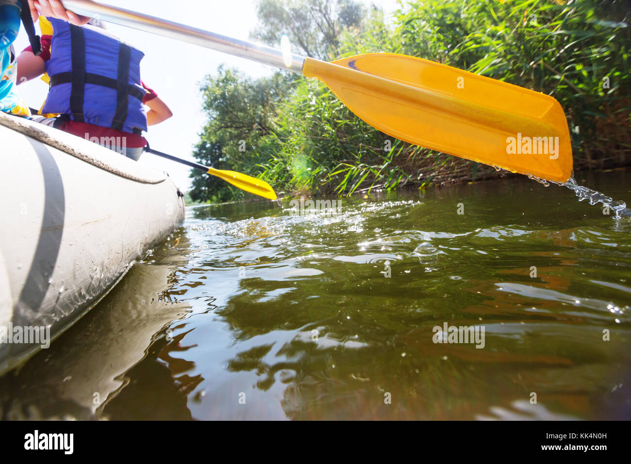 Rafting team , summer extreme water sport Stock Photo - Alamy