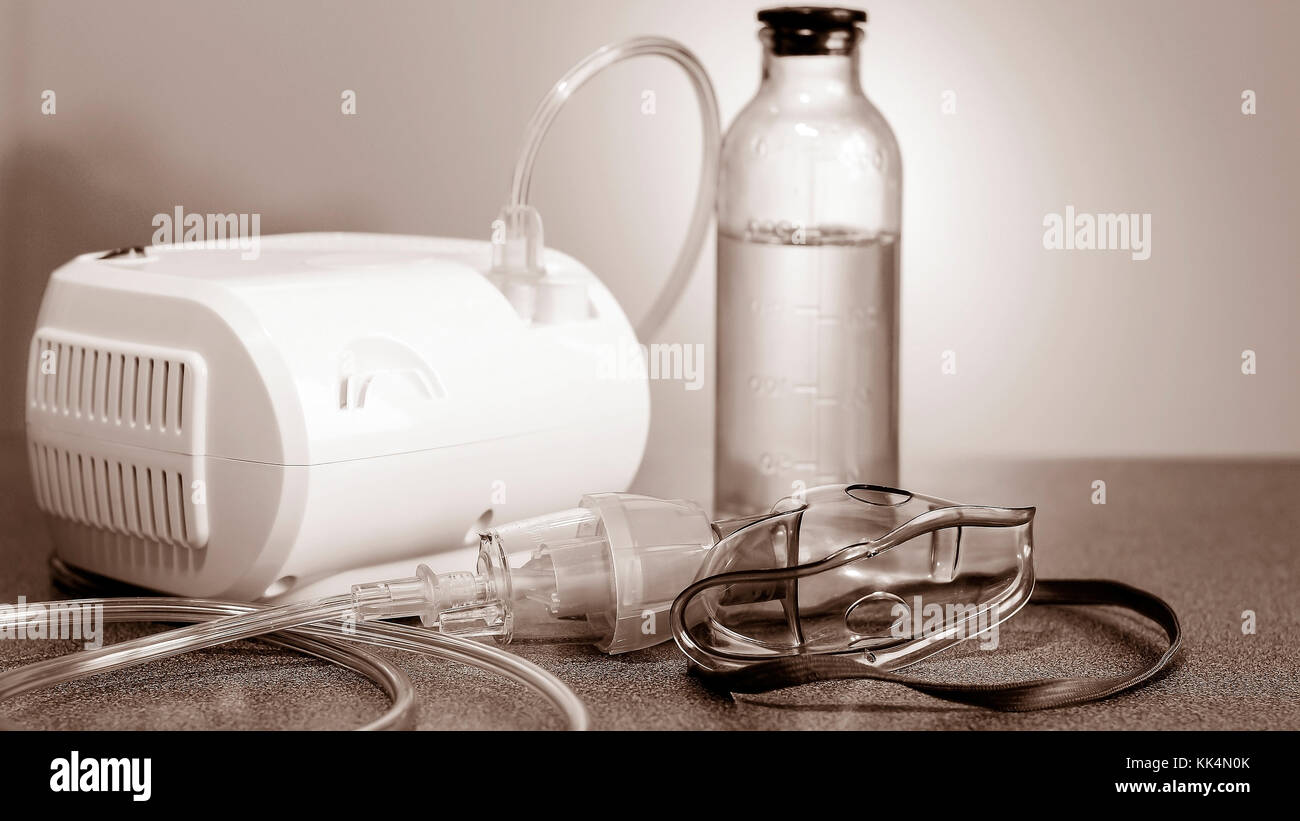 Medical nebulizer for the treatment of bronchitis. Camera agains Stock ...