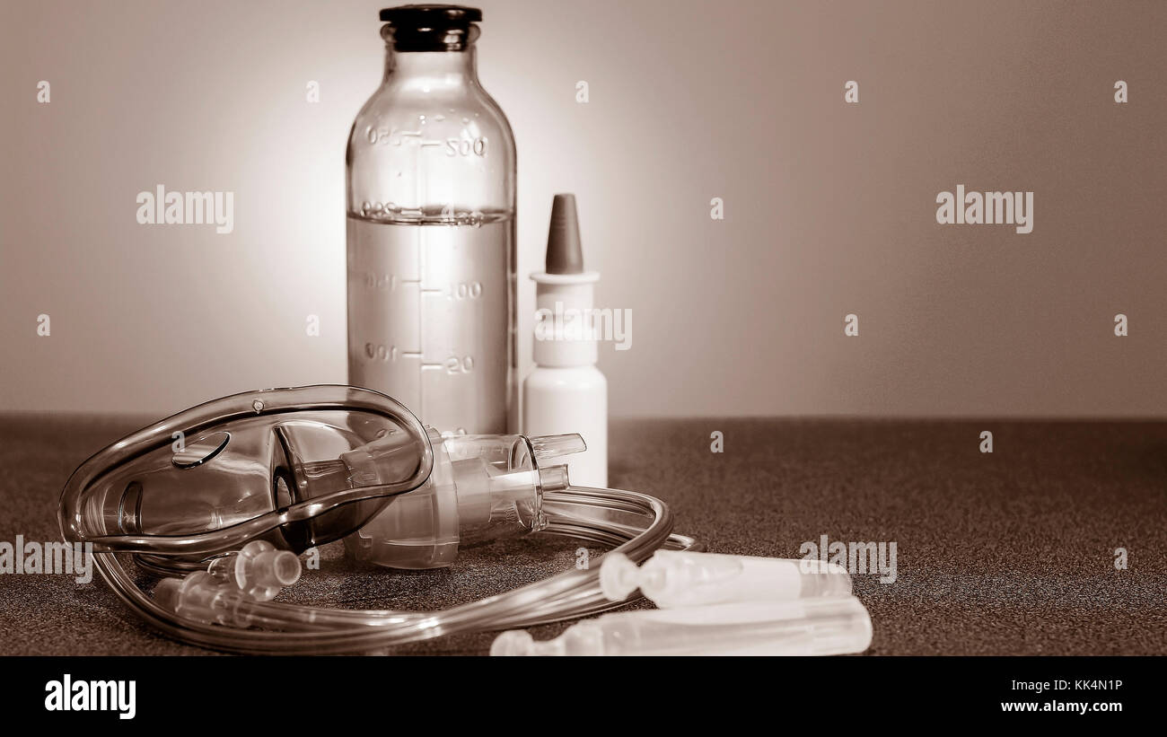 Medical nebulizer for the treatment of bronchitis. Camera agains Stock ...