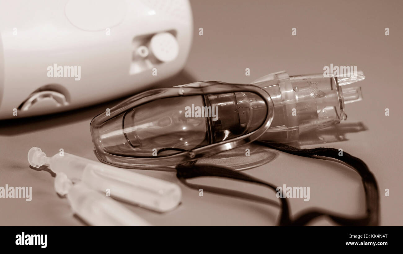 Medical nebulizer for the treatment of bronchitis. Camera agains Stock ...
