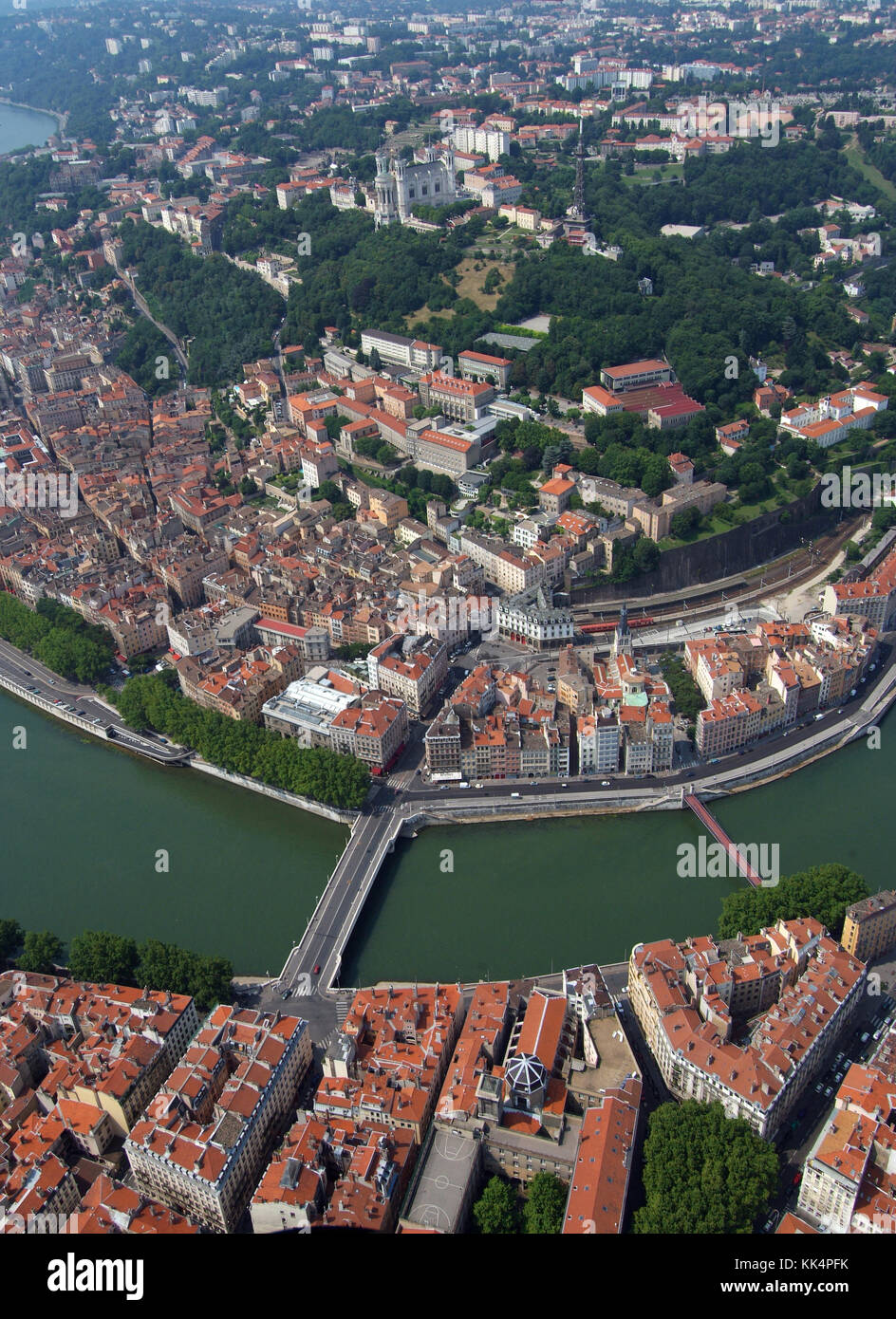 Lyon (south-eastern France): aerial view over the Croix Rousse district ...