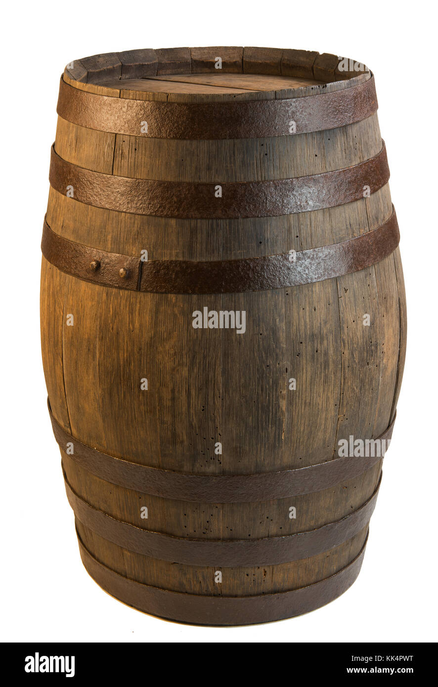 Wood barrel isolated on white background Stock Photo - Alamy