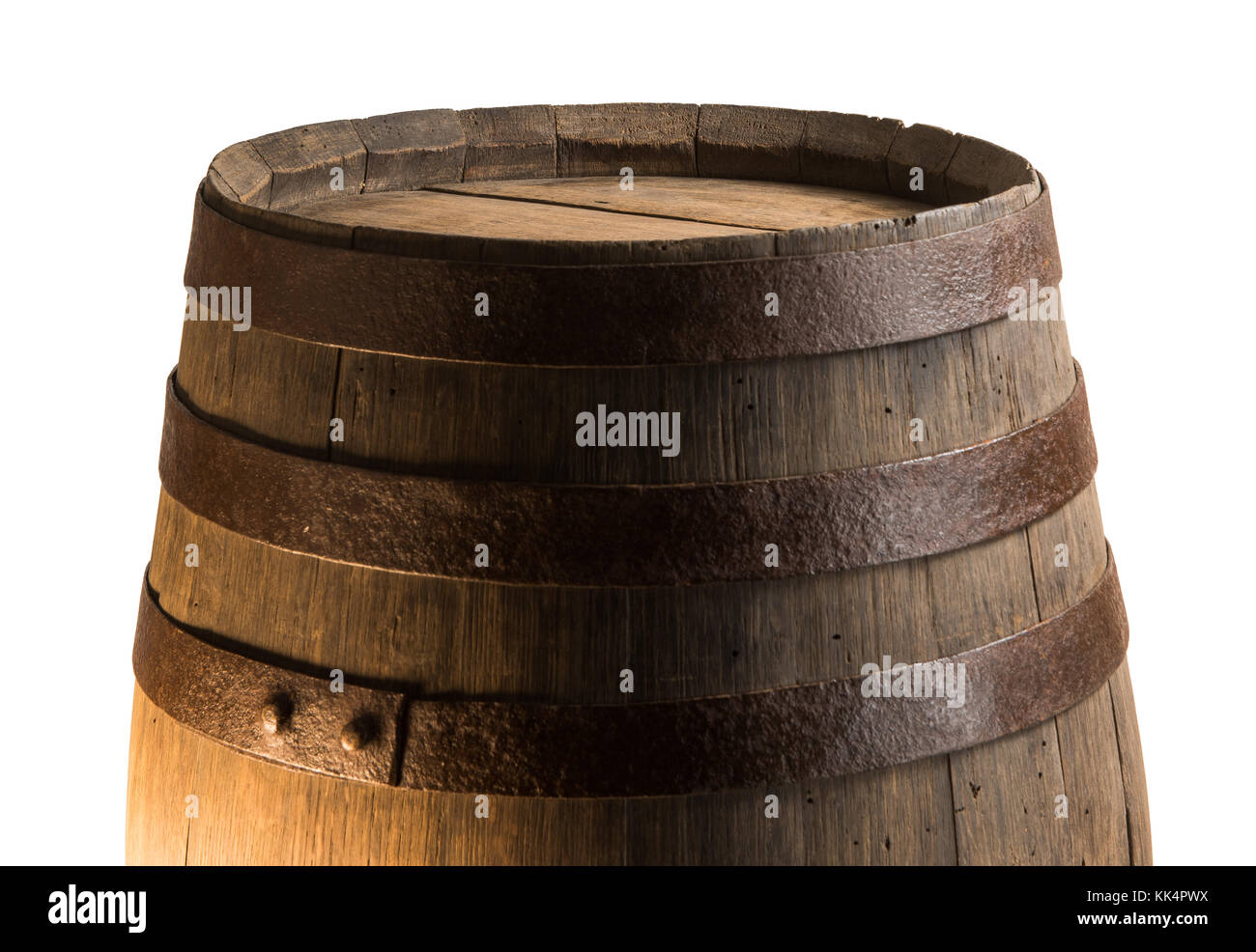 Wood barrel isolated on white background Stock Photo - Alamy