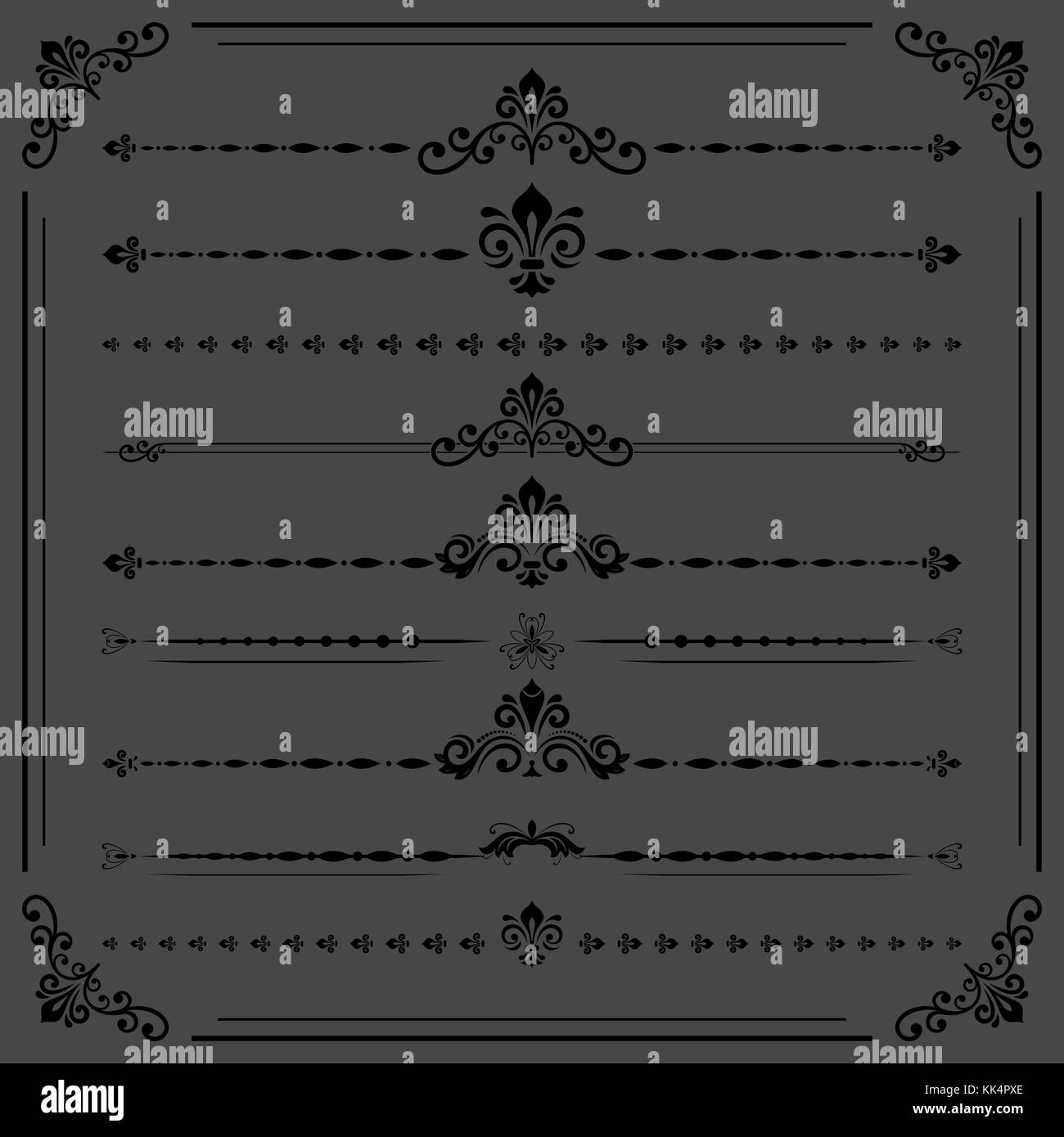 Vintage Set of ector Horizontal Elements Stock Photo - Alamy