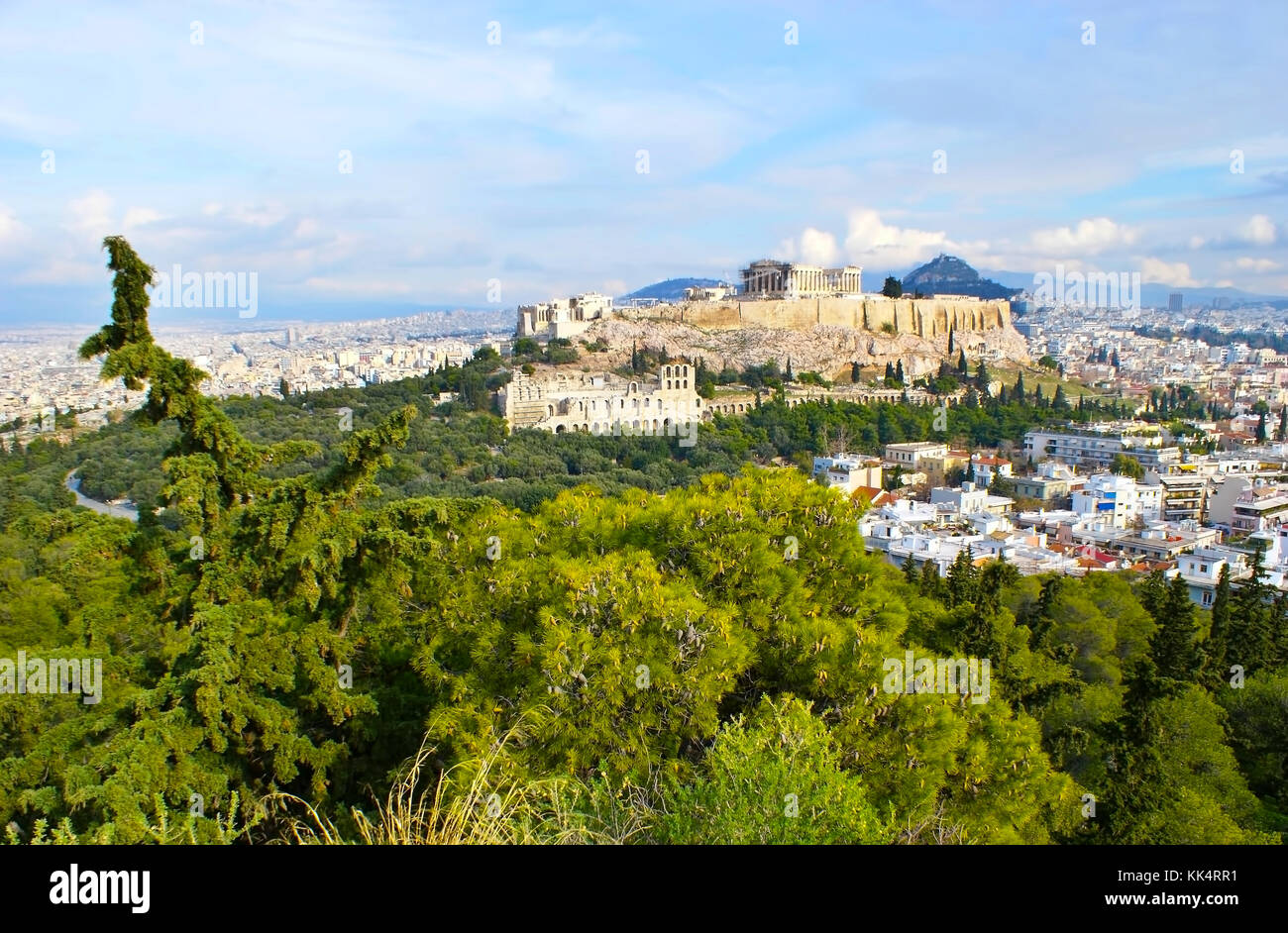 The Muse Hill overlooks the main sites of Athens - Acropolis, topped ...