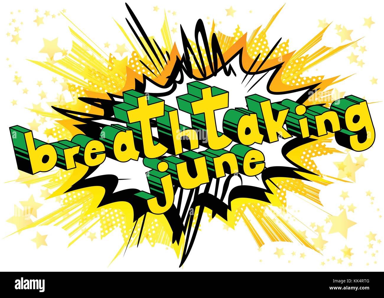 Breathtaking June - Comic book style word on abstract background Stock ...