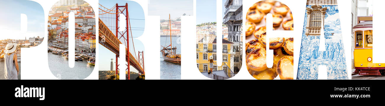 Portugal letters filled with pictures from Portugal Stock Photo - Alamy