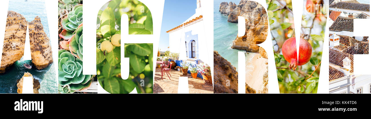 Algarve letters filled with pictures from south Portugal Stock Photo ...