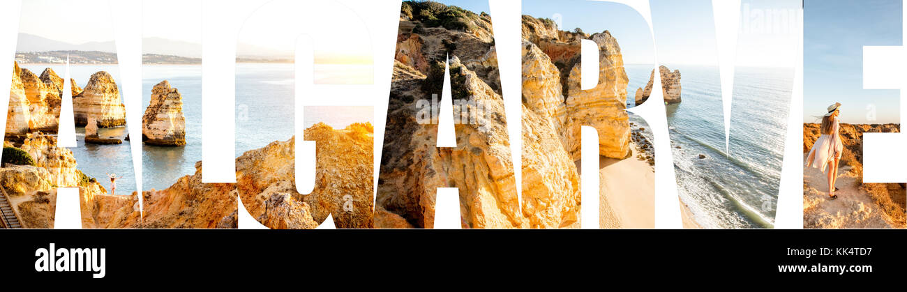 Algarve letters filled with pictures from south Portugal Stock Photo ...