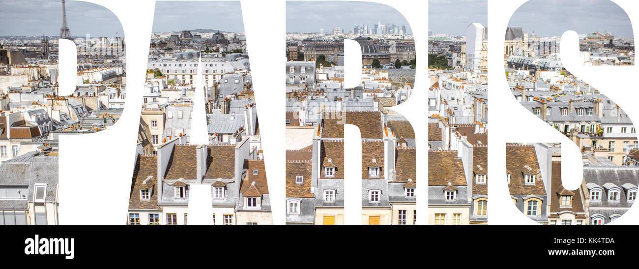 Paris letters filled with pictures from Paris city Stock Photo - Alamy