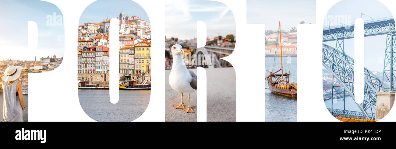 Porto letters filled with pictures from Porto city Stock Photo - Alamy