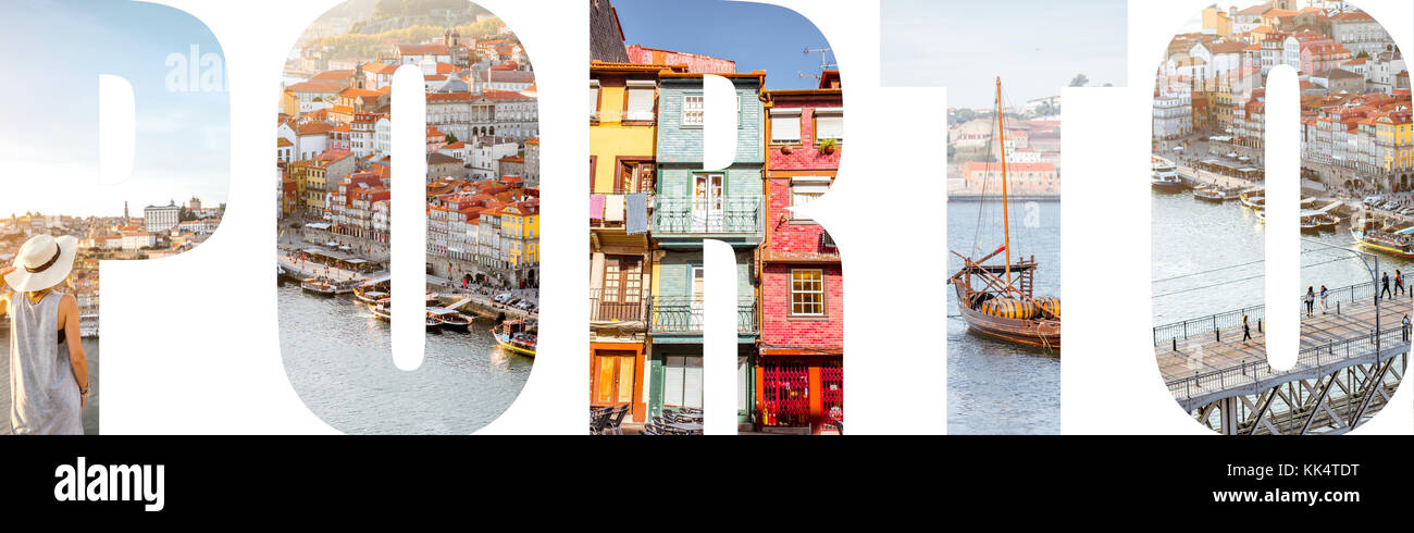 Porto letters filled with pictures from Porto city Stock Photo - Alamy