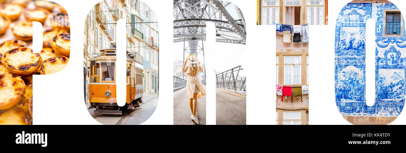 Porto letters filled with pictures from Porto city Stock Photo - Alamy