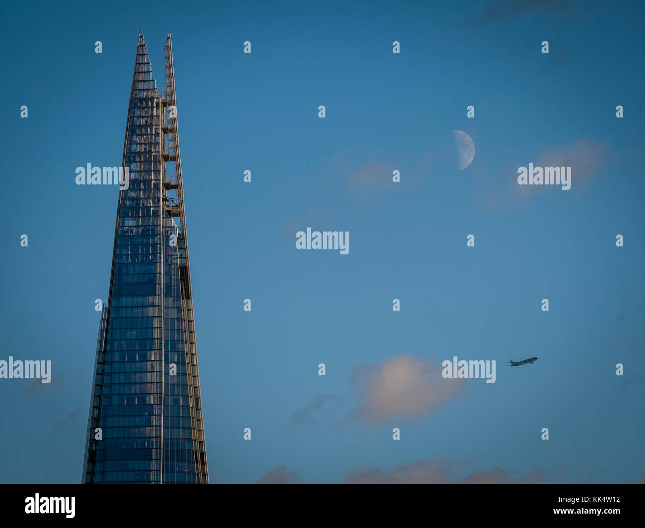 Moon rising over The Shard Building, London, Britain Stock Photo - Alamy