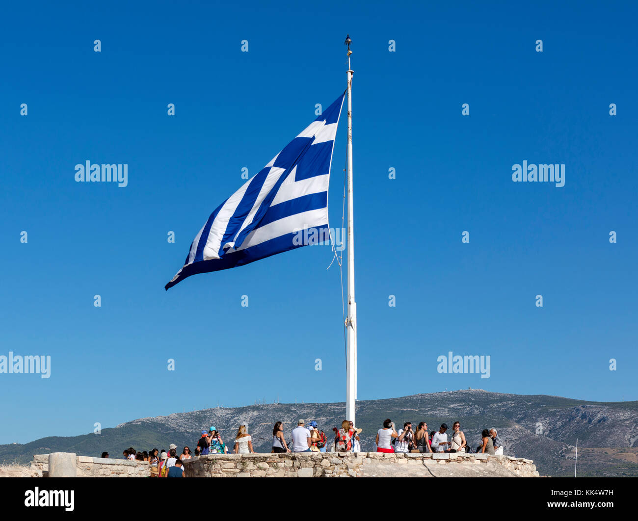 Greece greek flag flags flying summer hi-res stock photography and ...