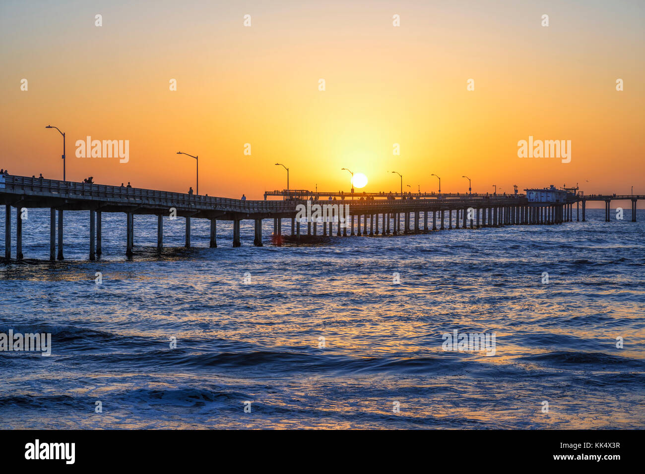 Coastal sunset. View of the Ocean Beach Pier, San Diego, California ...