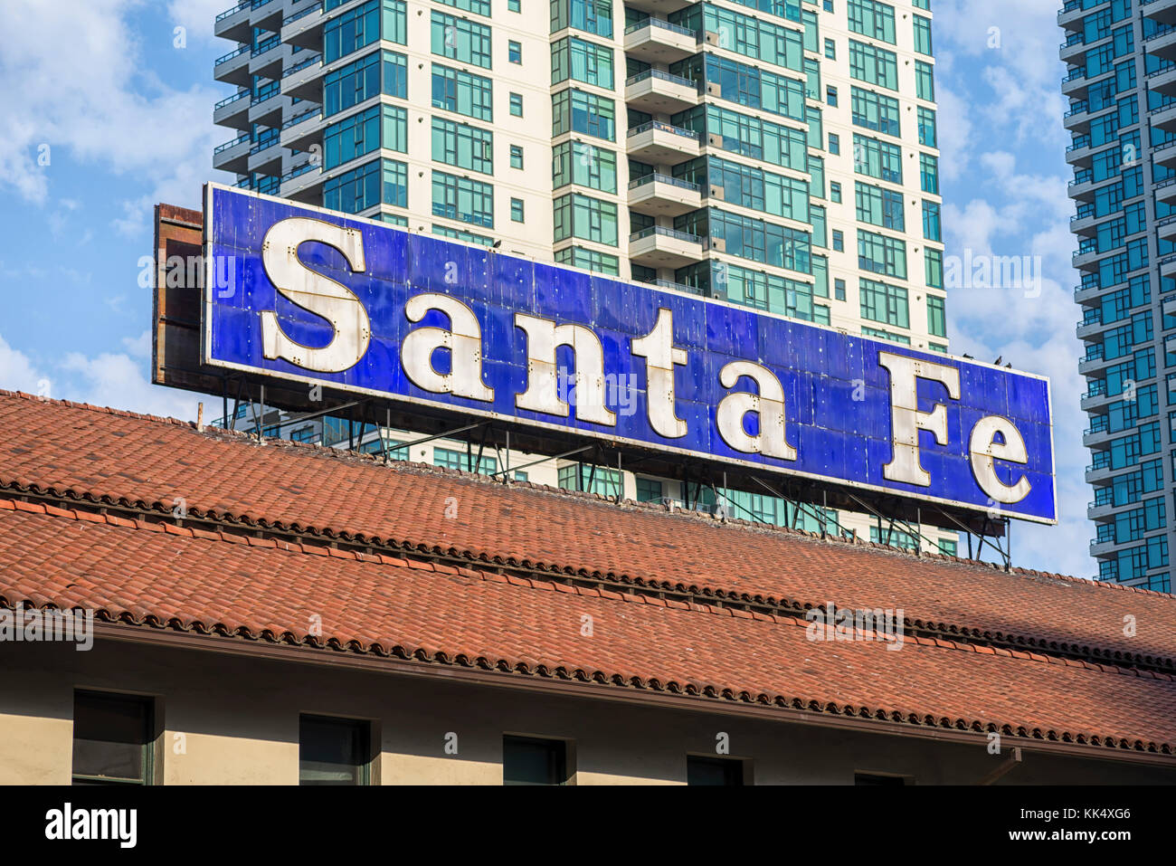 Santa Fe Depot train station sign. San Diego, California, USA Stock ...