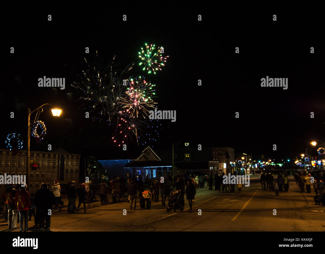 Fireworks On The Street After Parade Stock Photo - Alamy