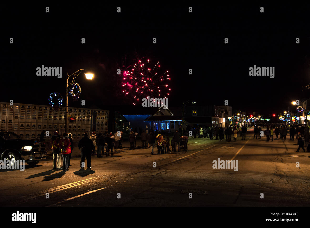 Fireworks On The Street After Parade Stock Photo - Alamy