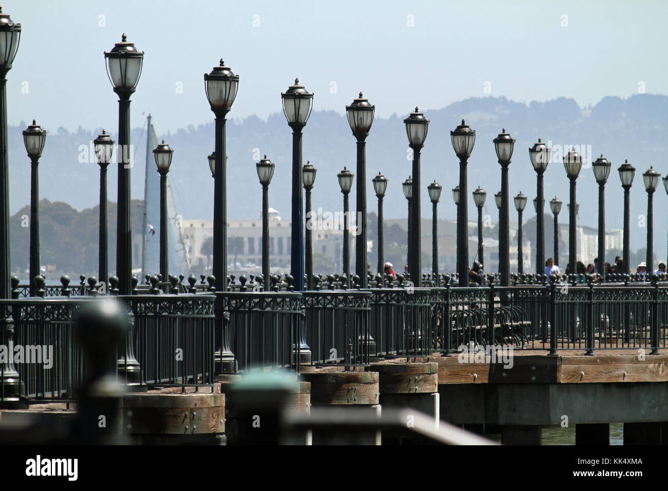 Street lights on a pier in San Francisco, California Stock Photo - Alamy