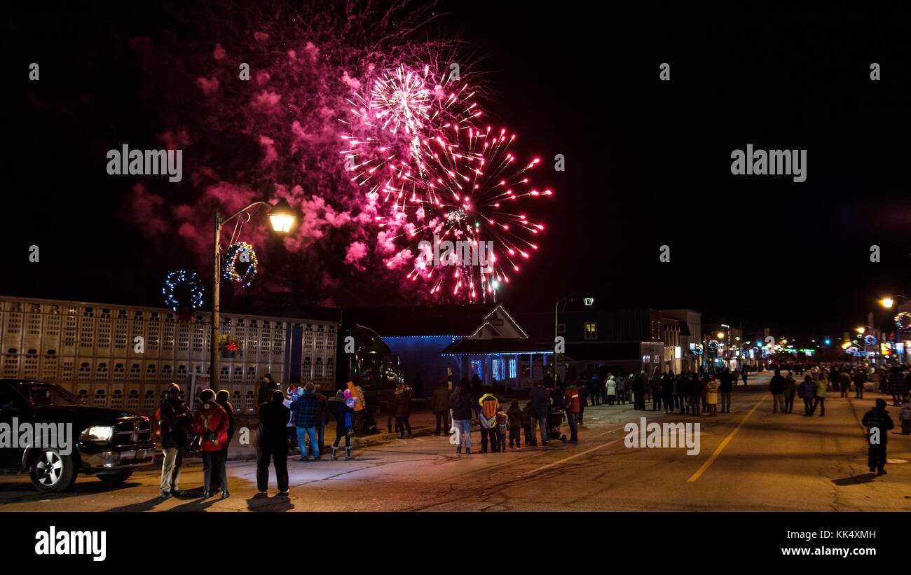 Fireworks On The Street After Parade Stock Photo - Alamy