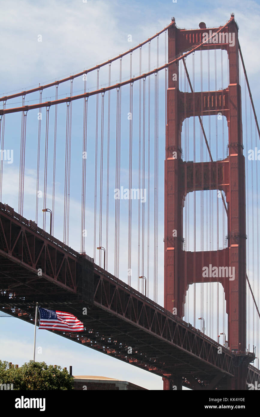 American flag and Golden Gate Bridge Stock Photo - Alamy