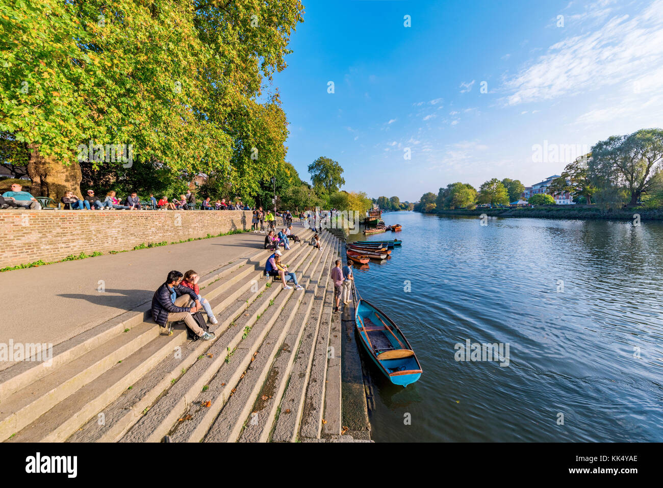 LONDON, UNITED KINGDOM - OCTOBER 16: This is the Thames riverfront park ...