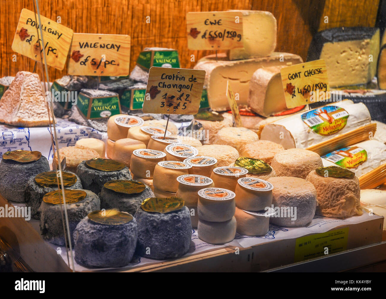 A variety of continental Cheese on Display for sale Stock Photo - Alamy