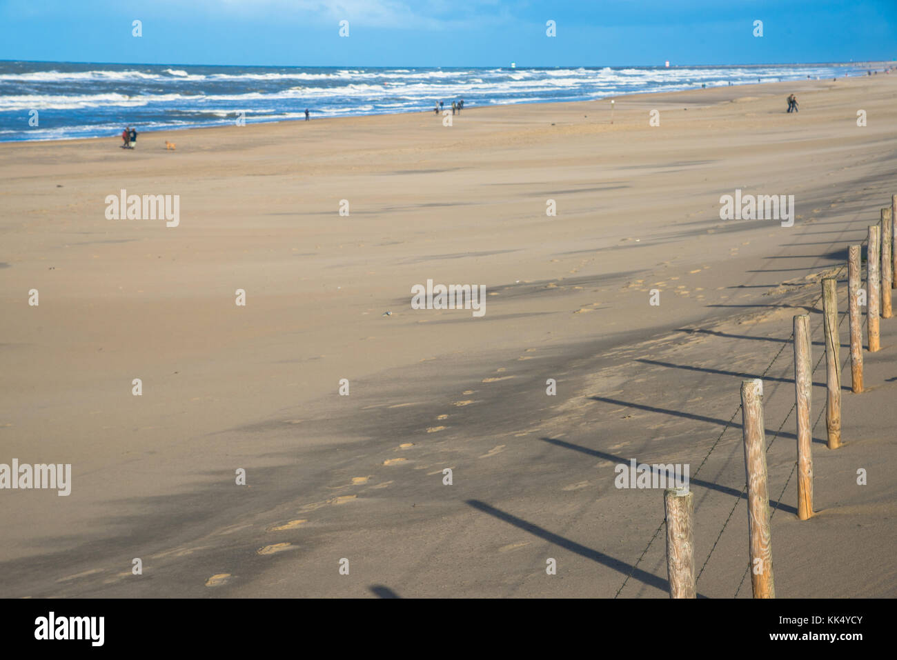 row of wooden pools at the beach of Den Haag, Holland Stock Photo - Alamy