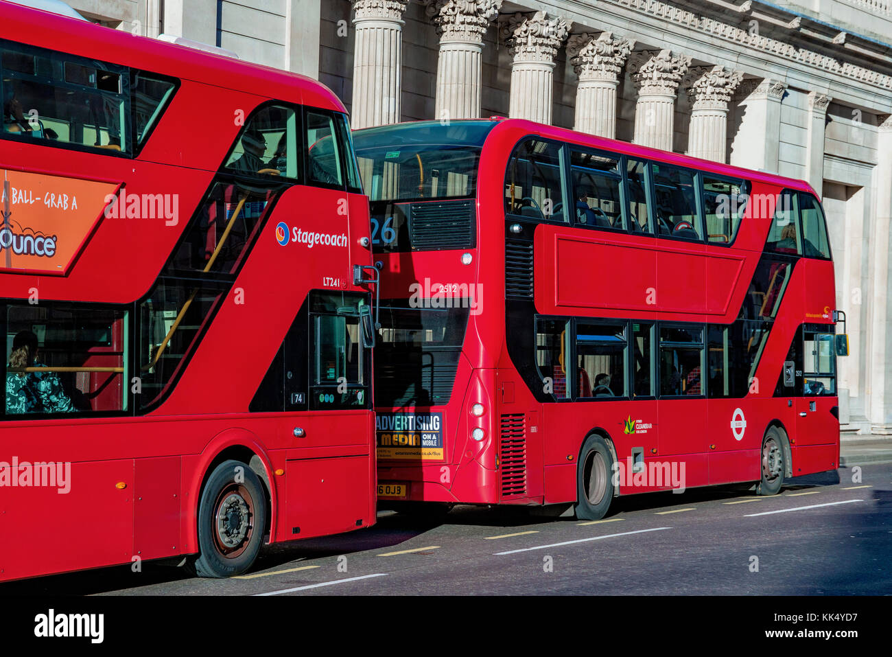 LONDON, UNITED KINGDOM - OCTOBER 25: Traditional red London buses ...